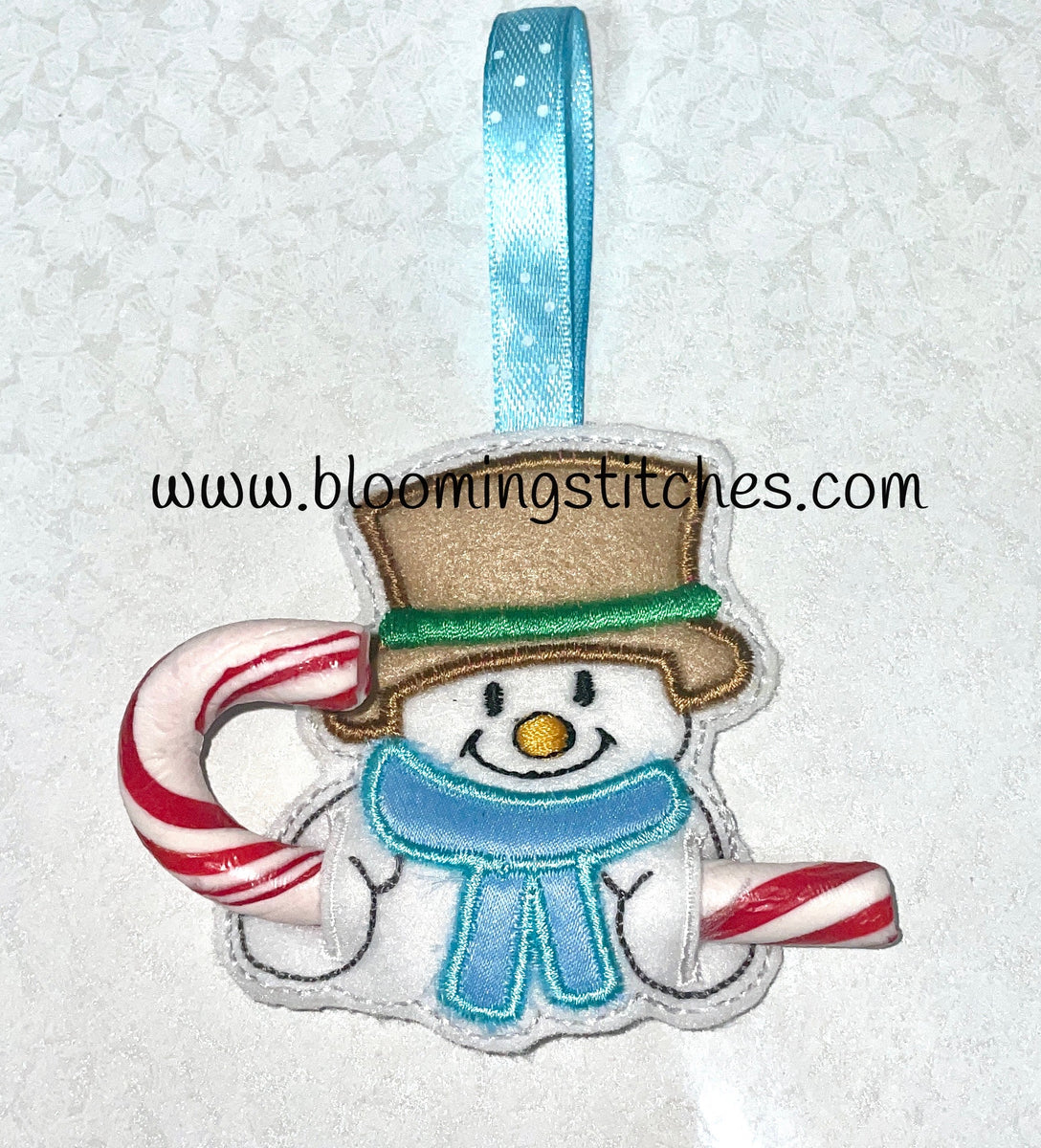 Snowman Candy Cane Holder – Blooming Stitches