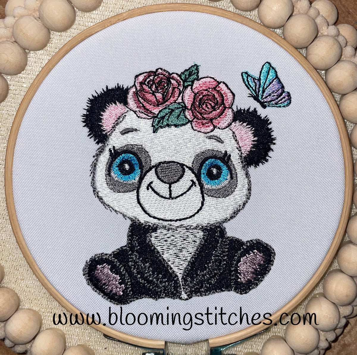 Panda with Roses – Blooming Stitches
