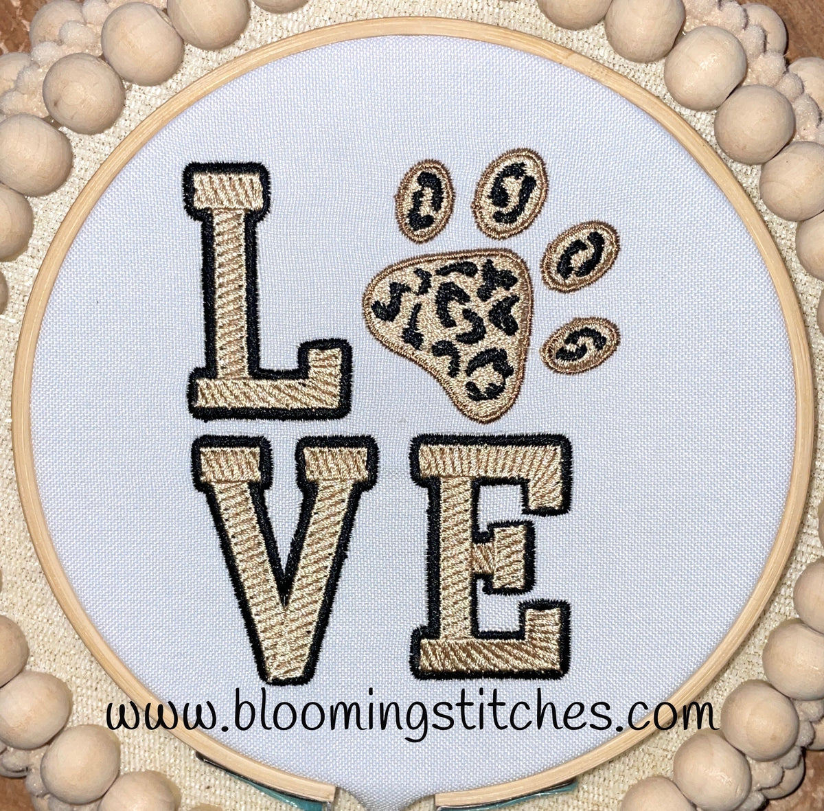 LOVE & Leopard paw print – Blooming Stitches