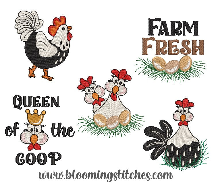 Funky Chickens SET 1 – Blooming Stitches
