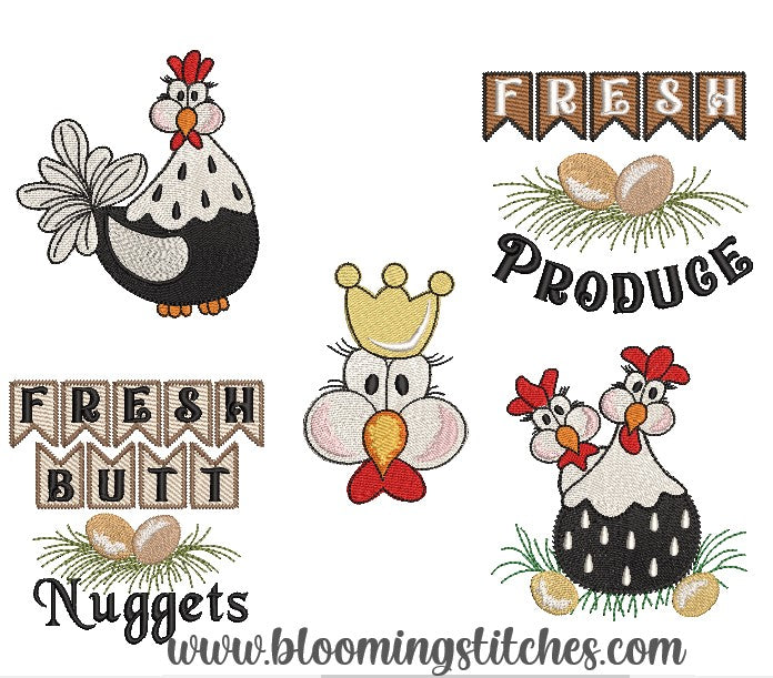 Funky Chickens SET 2 – Blooming Stitches