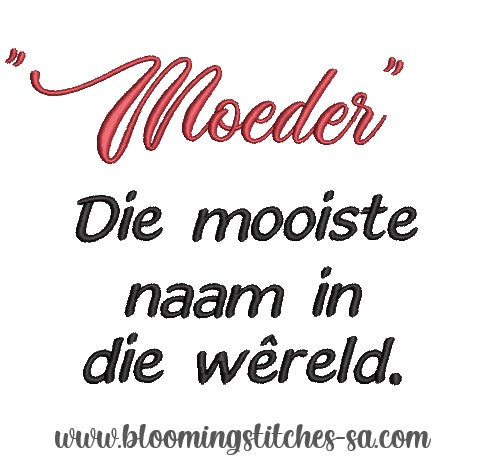 Moeder Naam (saying) – Blooming Stitches