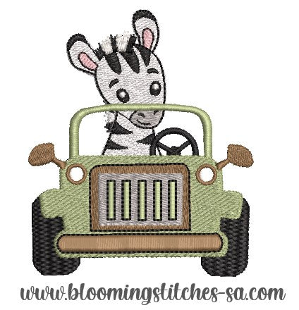 Safari Jeep Zebra – Blooming Stitches