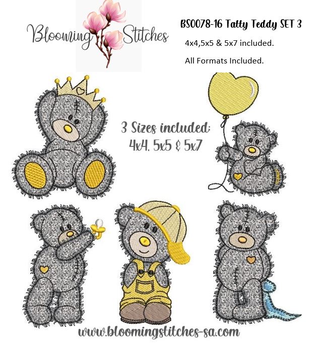 Tatty Teddy SET 3 – Blooming Stitches