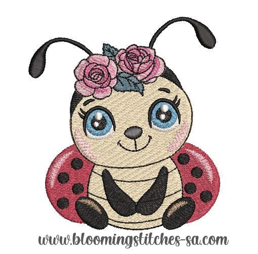 Ladybug with roses – Blooming Stitches