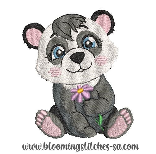 Panda with flower – Blooming Stitches